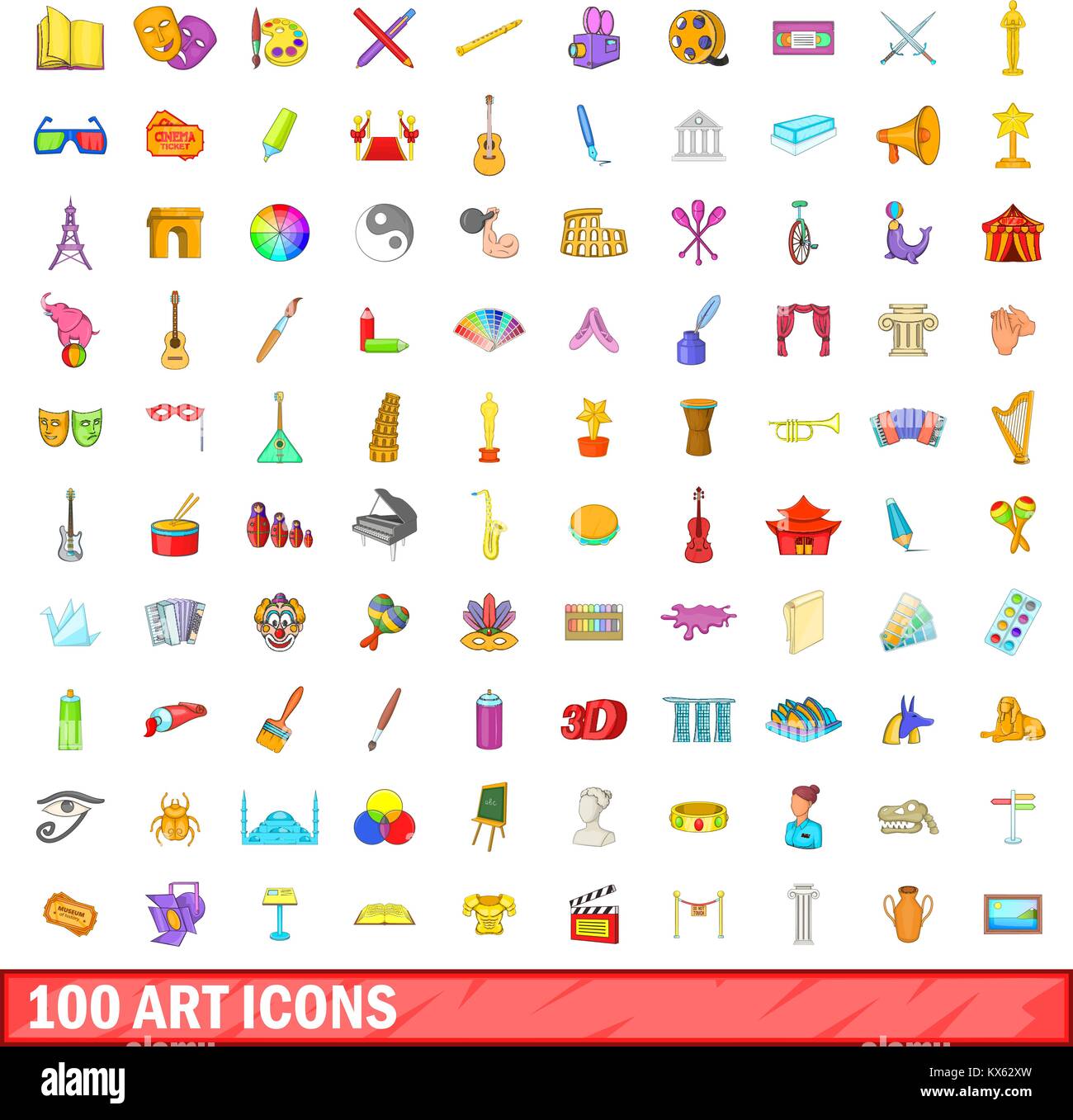 100 art icons set, cartoon style Stock Vector Image & Art - Alamy