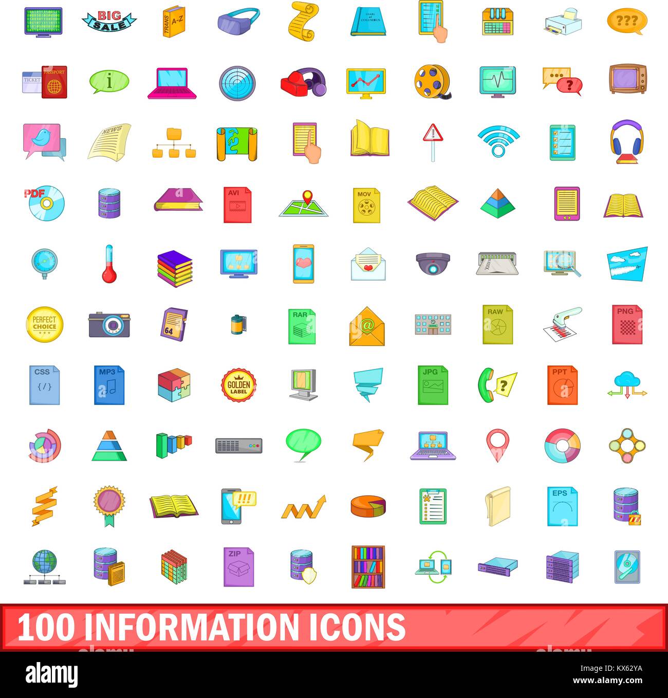 100 information icons set, cartoon style Stock Vector Image & Art - Alamy