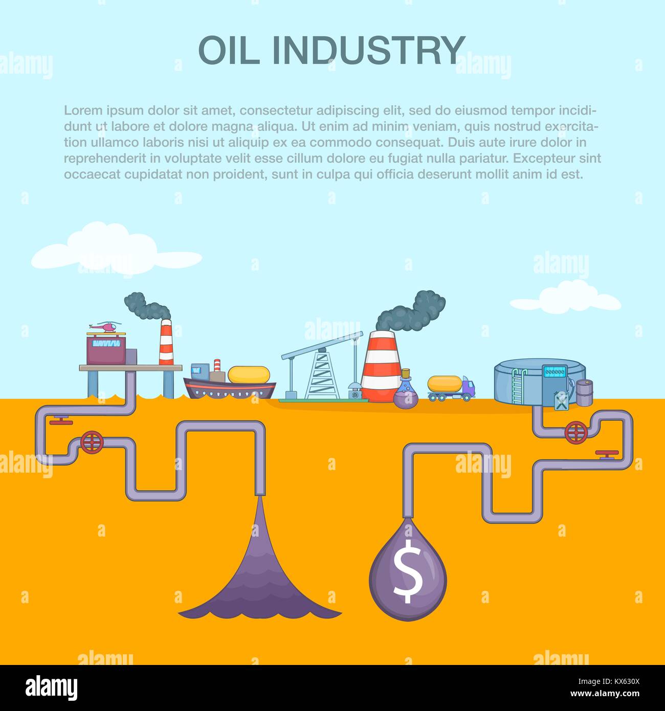 Oil industry cycle concept, cartoon style Stock Vector Image & Art - Alamy