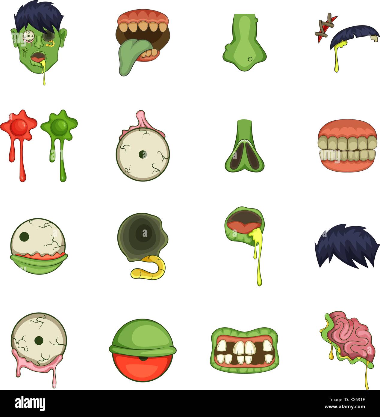 Zombie parts icons set, cartoon style Stock Vector Image & Art - Alamy