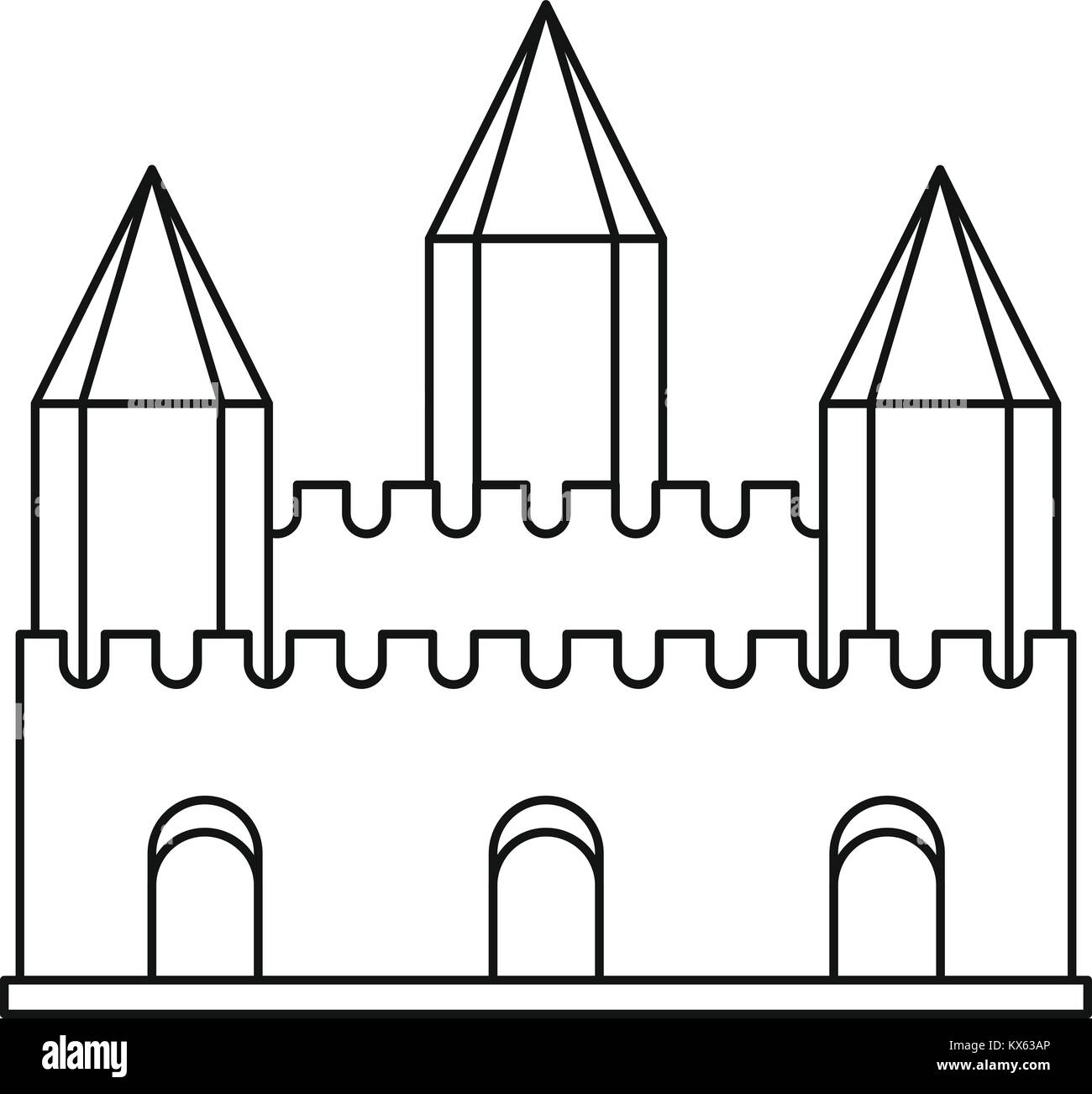Ancient fort with towers icon, outline style Stock Vector Image & Art ...