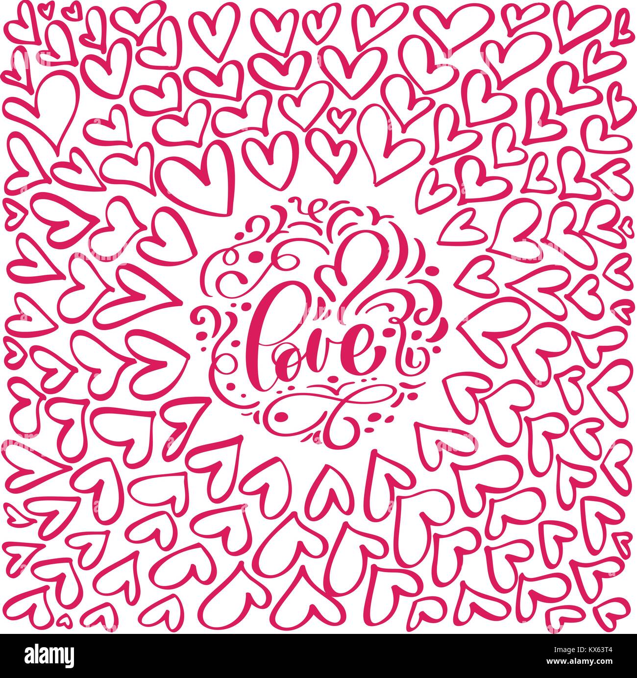 Love hearts flourish calligraphy hand drawn heart Stock Vector Images ...