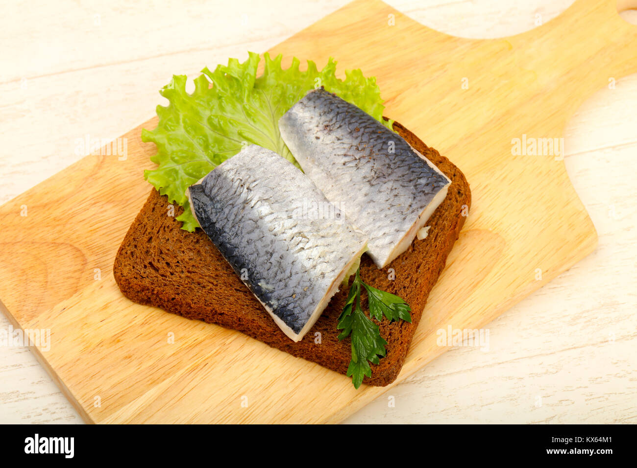 Bread with herring fillet Stock Photo - Alamy