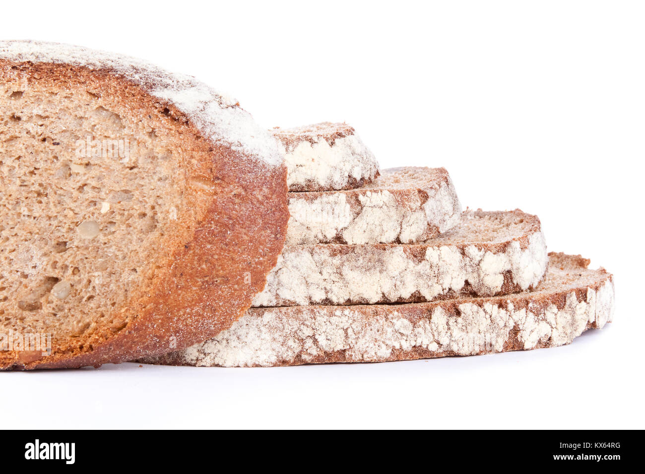 fresh, home-made brown bread, isolated on white background Stock Photo ...