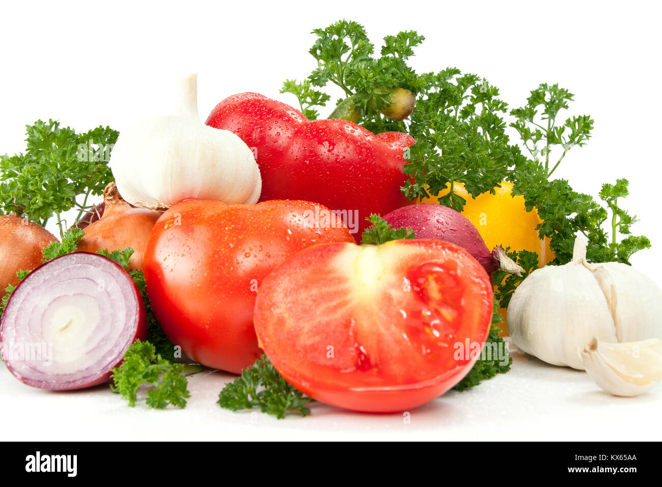 fresh vegetables with leaves, isolated on white background Stock Photo ...