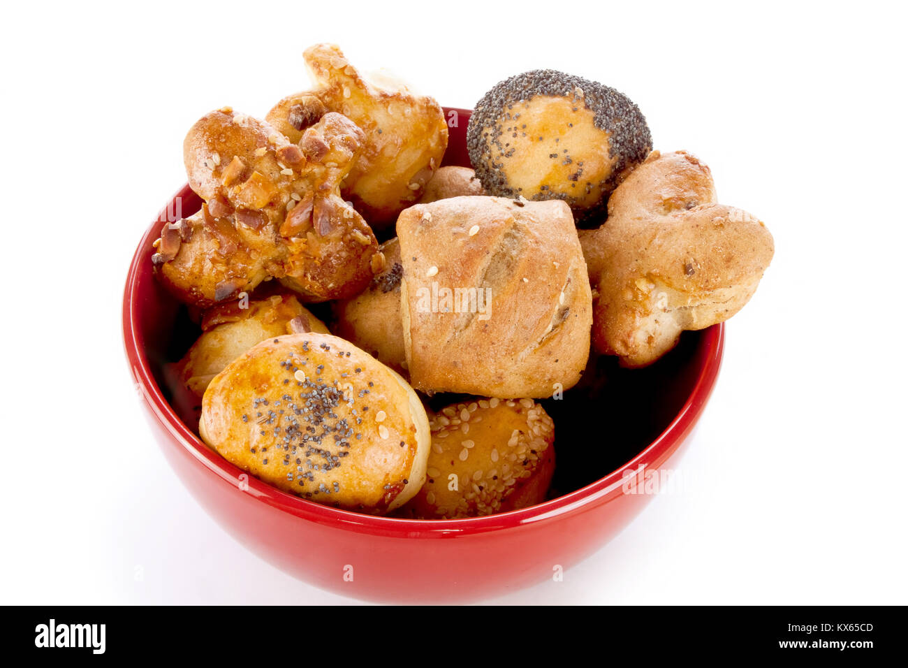 different types of pastry in bowl, isolated on white background Stock ...
