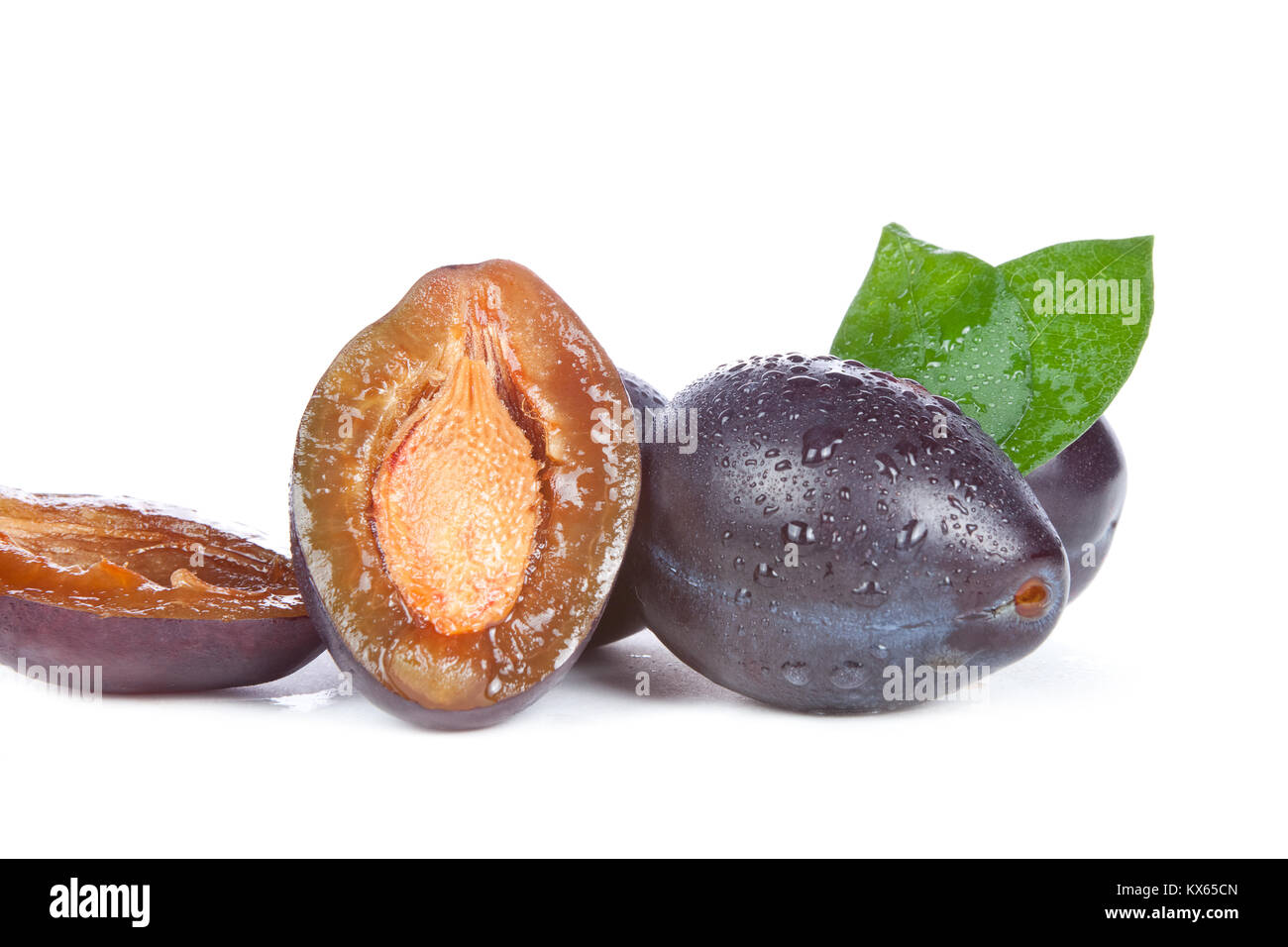 Sweet fresh black plums Cut Out Stock Images & Pictures - Alamy