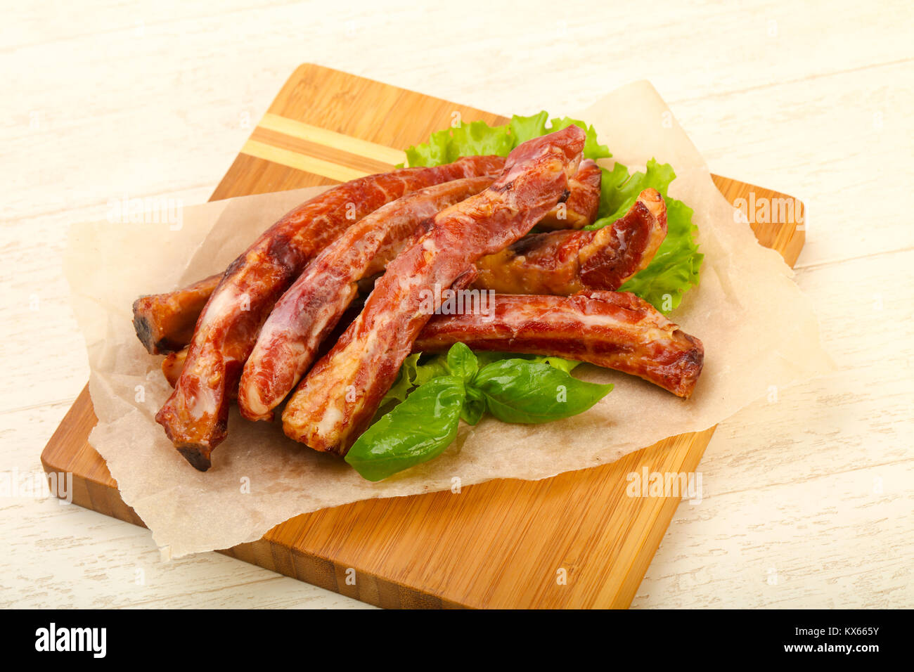 Smoked pork ribs snack Stock Photo - Alamy