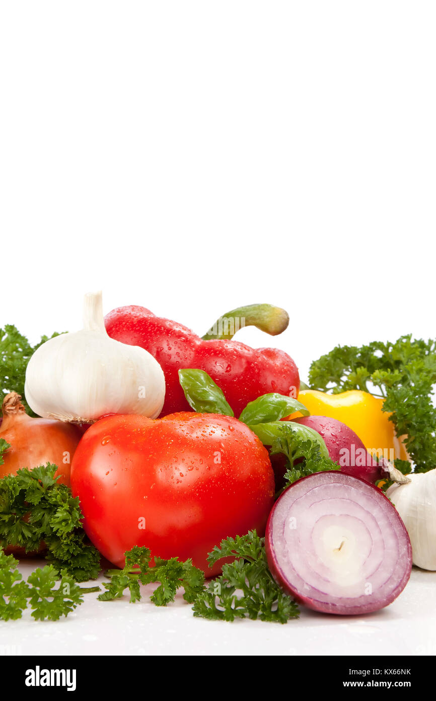 fresh vegetable with leaves, isolated on white background Stock Photo ...