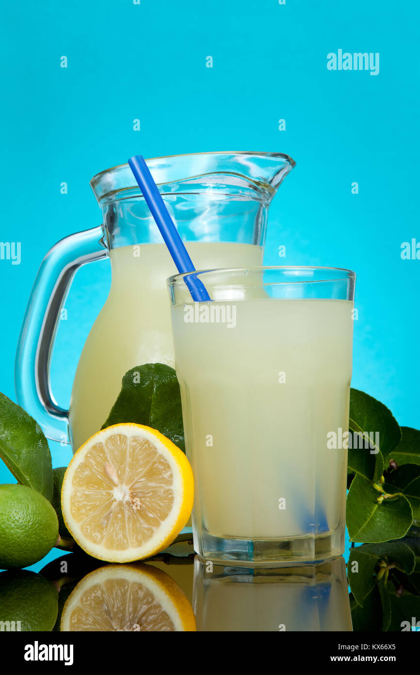 fresh lemonade in pitcher and glass Stock Photo - Alamy