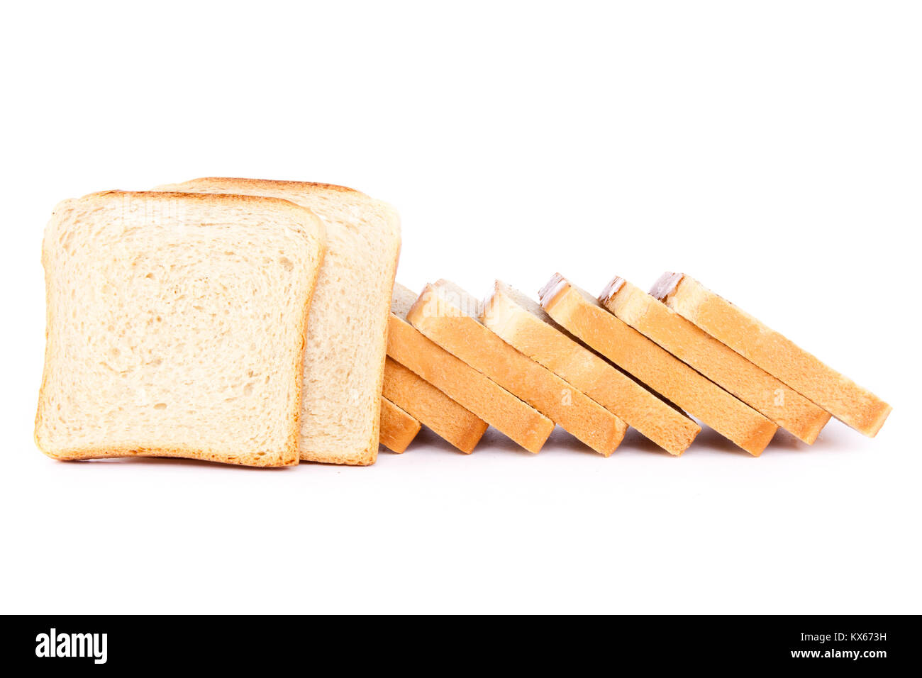 Slices of toast isolated on white background Stock Photo - Alamy