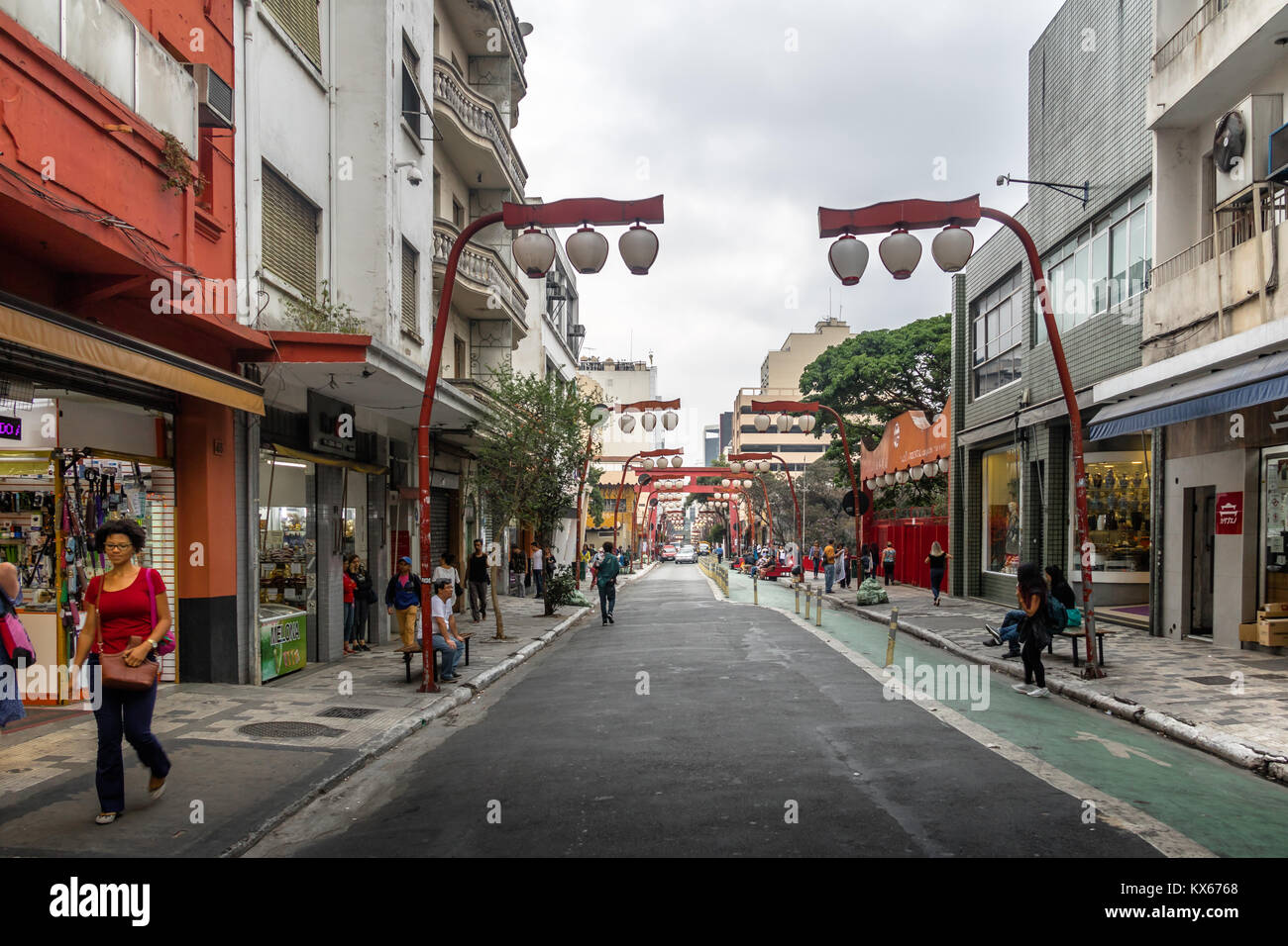 Liberdade Avenue at Liberdade japanese neighborhood - Sao Paulo, Brazil ...