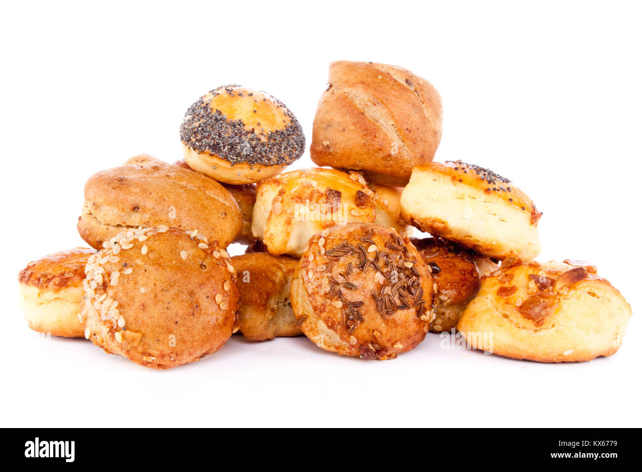 assortment of pastries, isolated on white background, shot in a studio ...