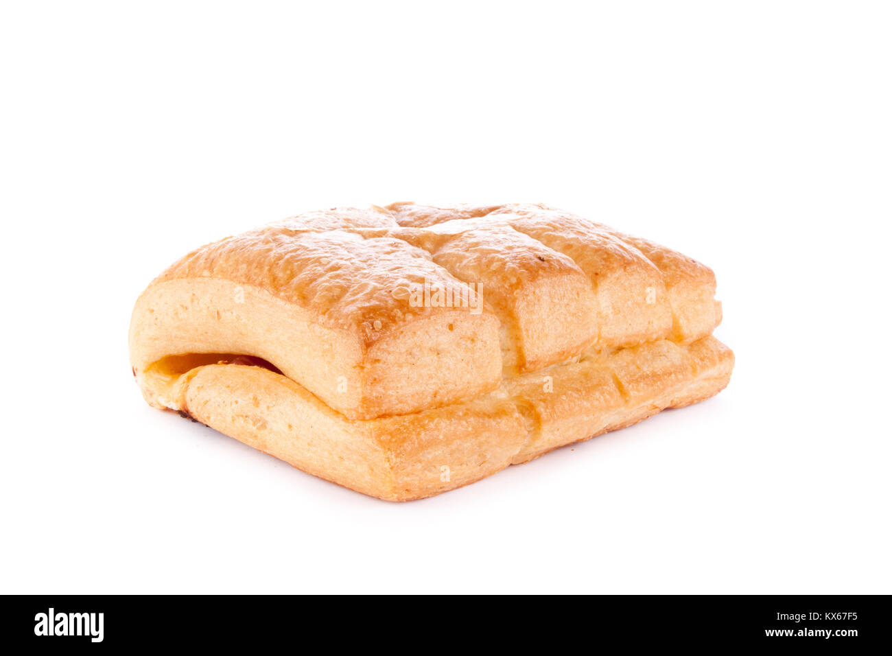 Single croissant, isolated on white background. Delicious! Stock Photo ...