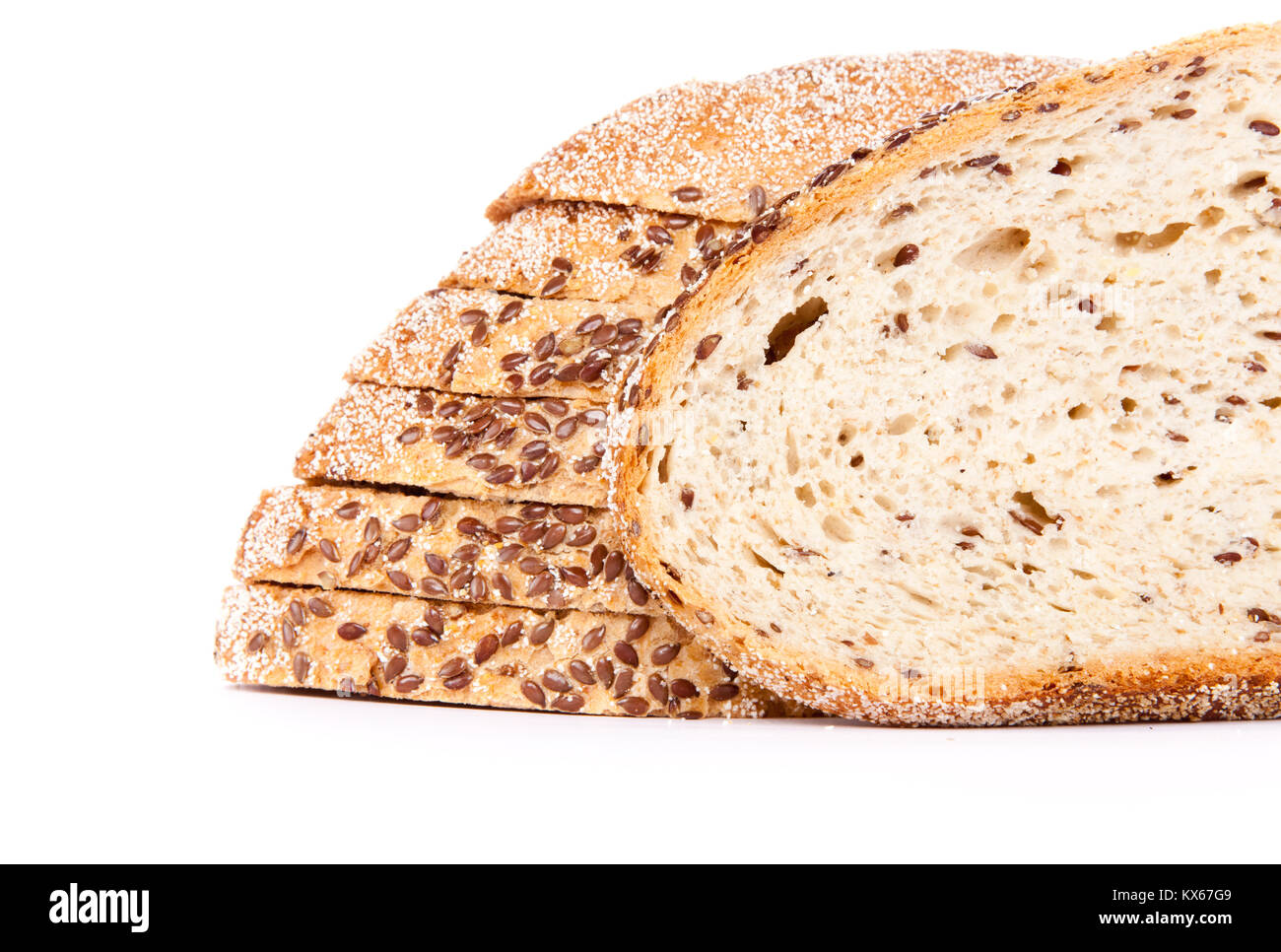 slice in front of half loaf, isolated on white Stock Photo - Alamy