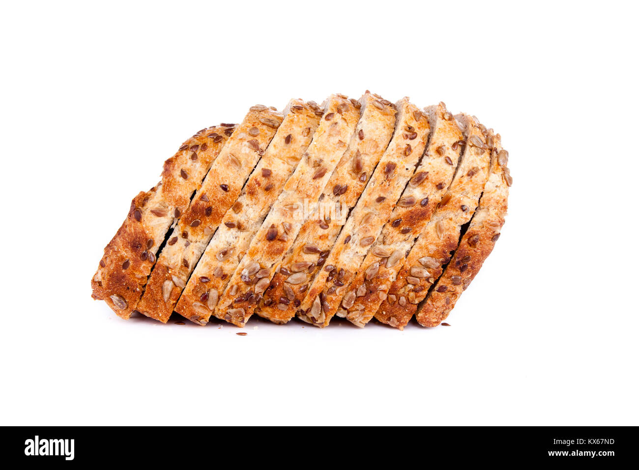 slices of multigrain bread, isolated on white background Stock Photo ...