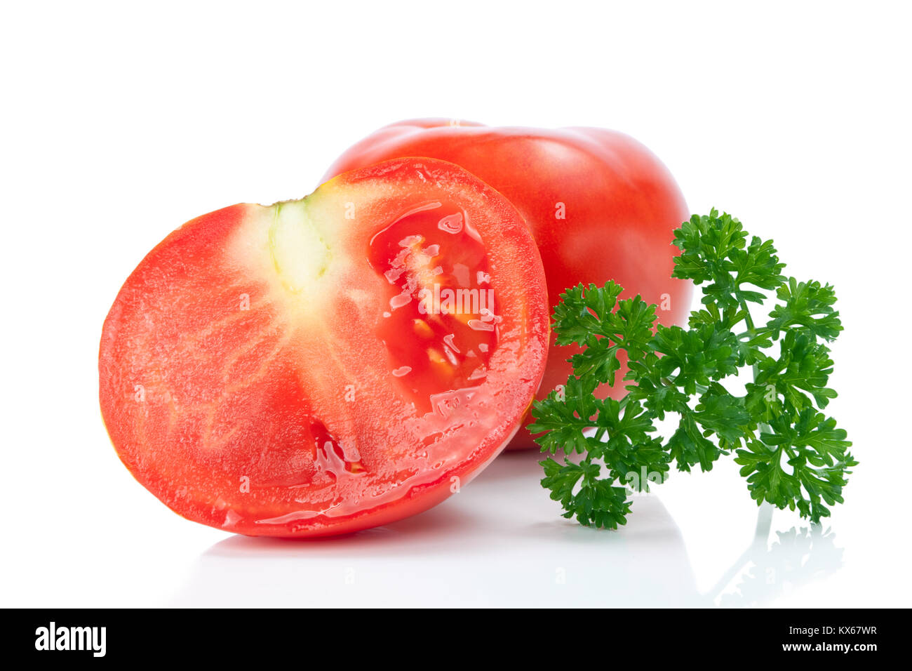 red tomato vegetable with cut isolated on white background Stock Photo ...