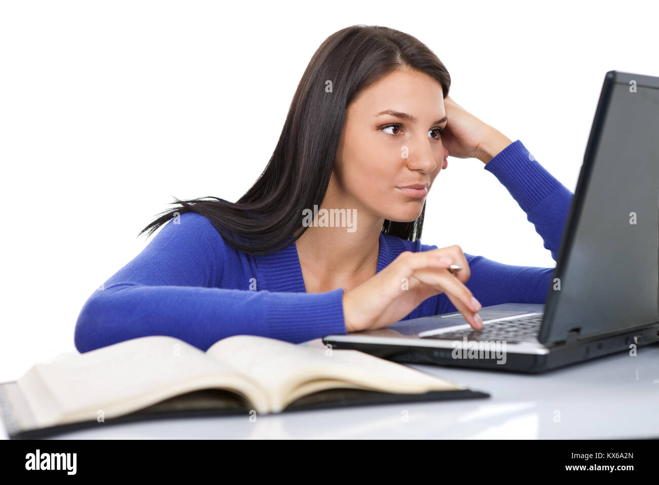 beautiful young woman using laptop surfing on net Stock Photo - Alamy