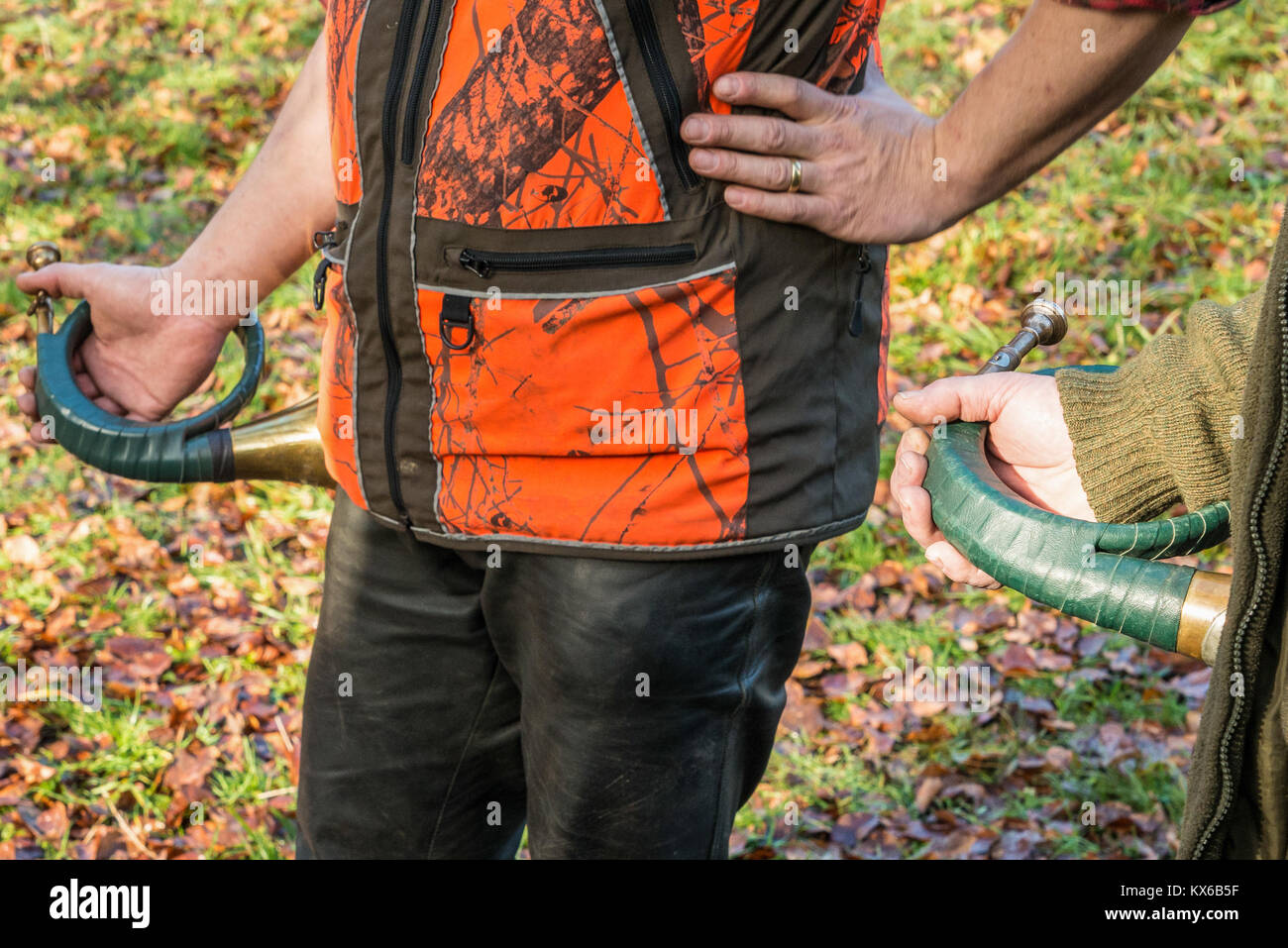 Hunter with hunting horn Stock Photo - Alamy