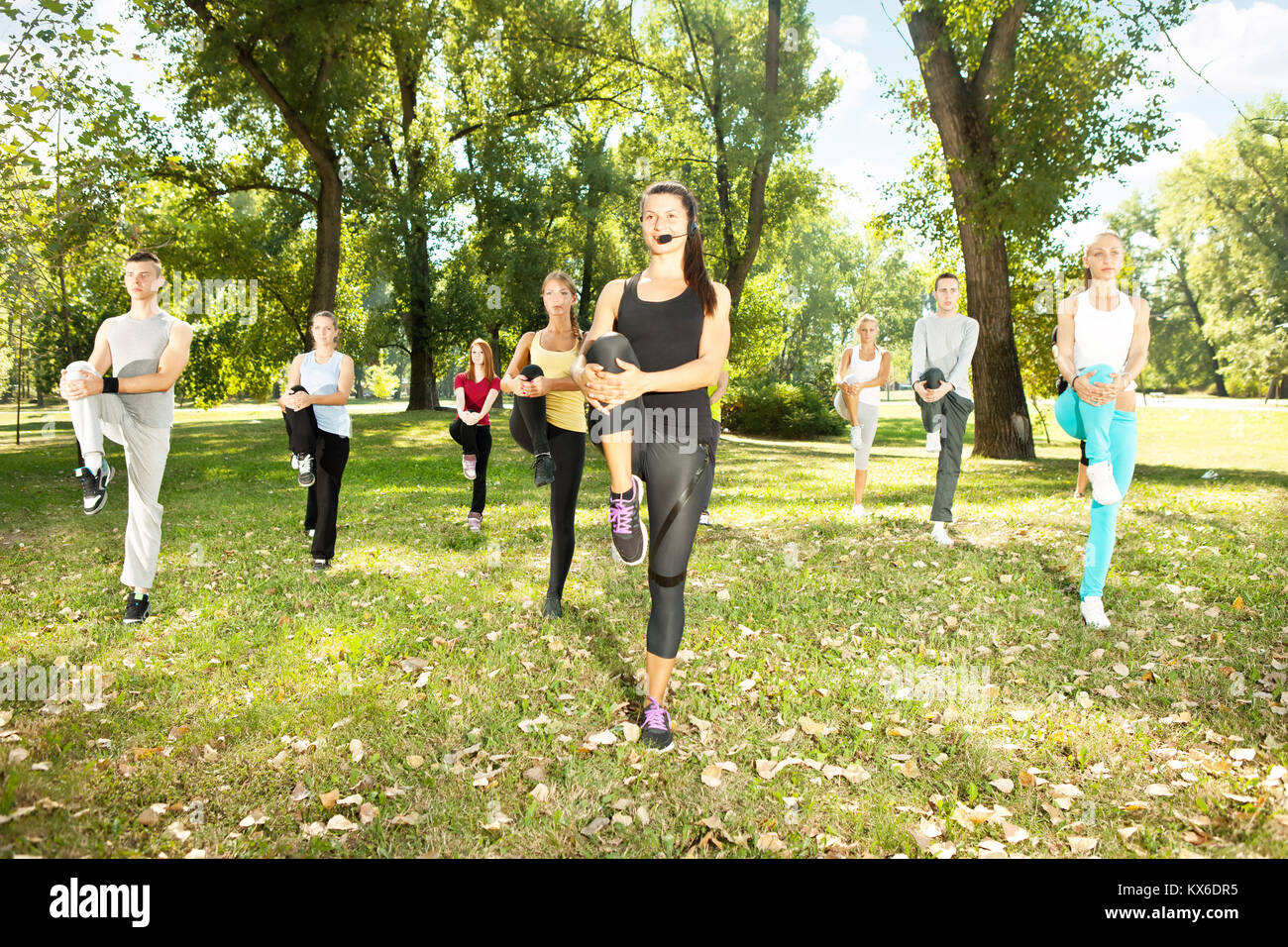Outdoor exercise aerobic class in hi-res stock photography and images ...