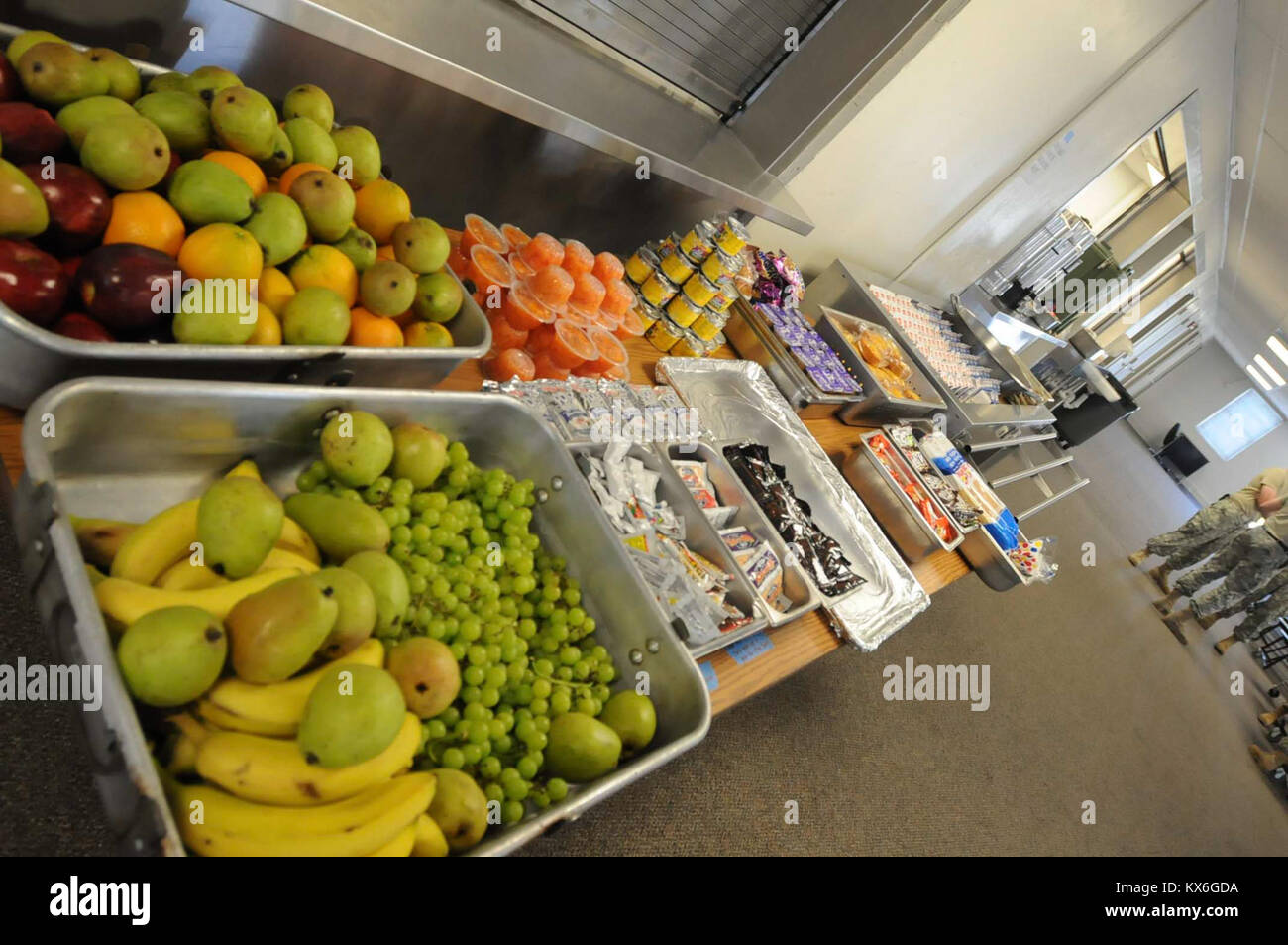 The lunch line, prepared and ready for customers, in one of the chow ...