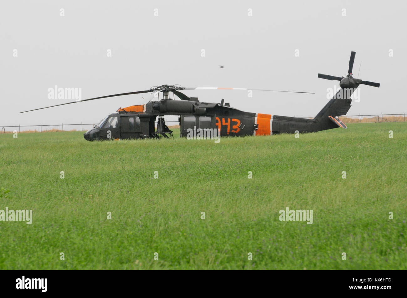 A Utah National Guard Blackhawk helicopter waits for a mission at a ...