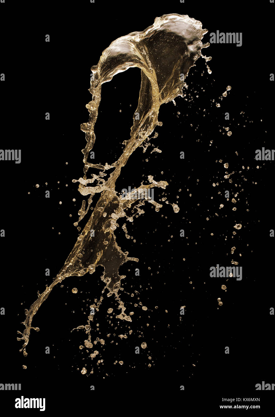 champagne splash on a black background Stock Photo - Alamy