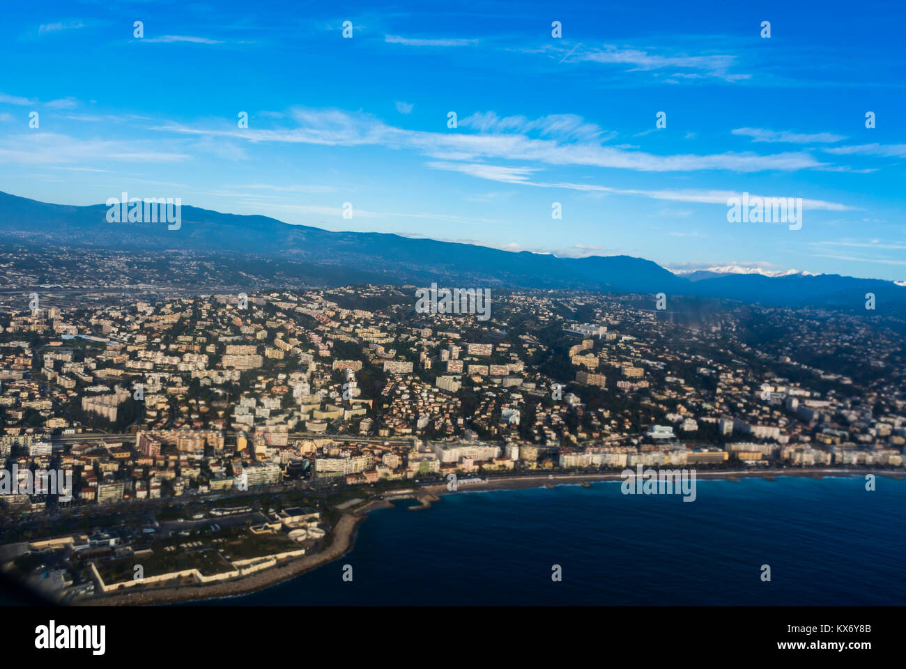 Nice, France, Overview Coast, Mediterranean Sea, from Above, Plane ...