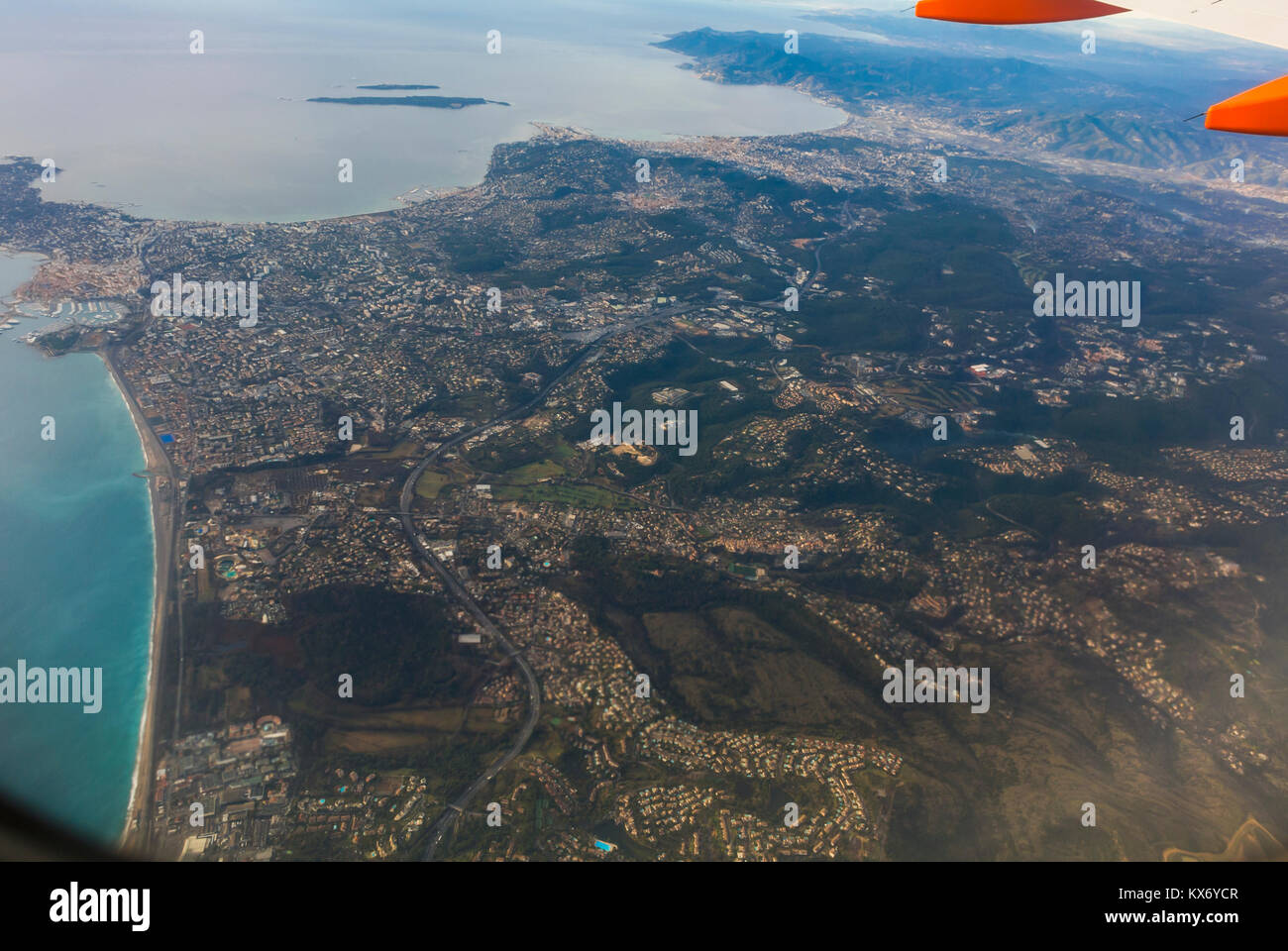 Nice, France, Overview landscape from plane Stock Photo - Alamy