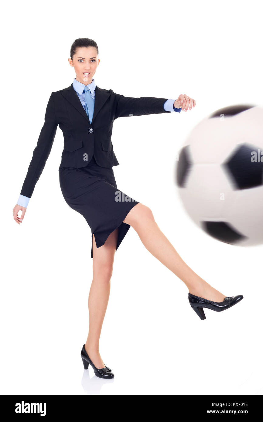 business woman giving goal, business success concept, isolate on white ...