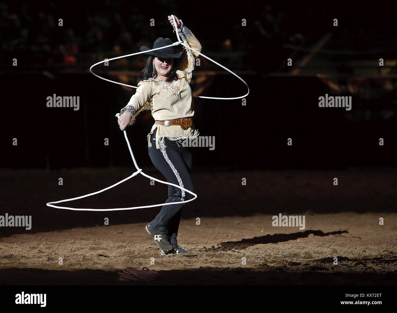 Denver, Colorado, USA. 7th Jan, 2018. A member of the Cowboy Girls of ...