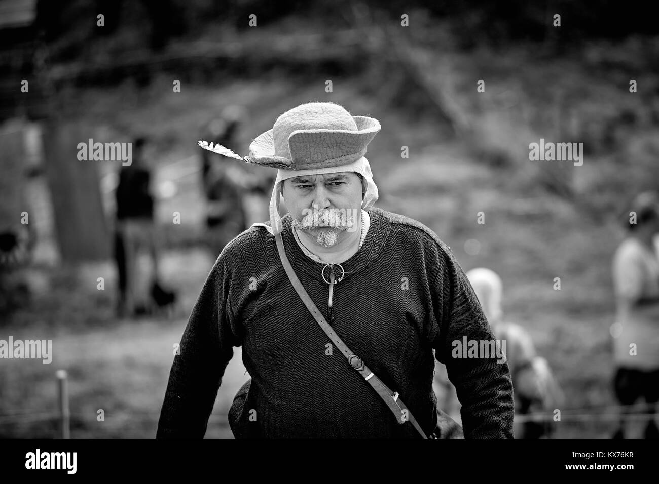 Man in the hat. old man with a beard. historical reconstruction, the ...