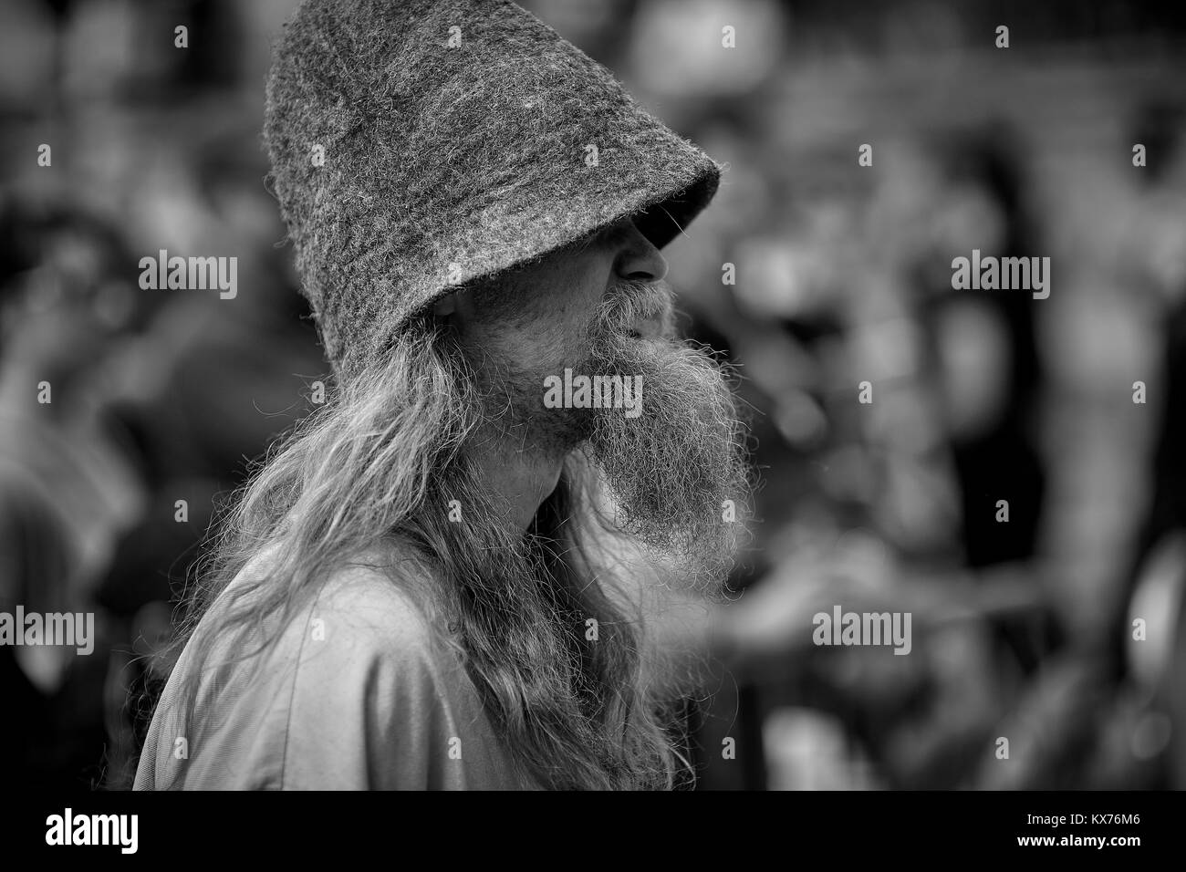 Man in the hat. old man with a beard. historical reconstruction, the ...