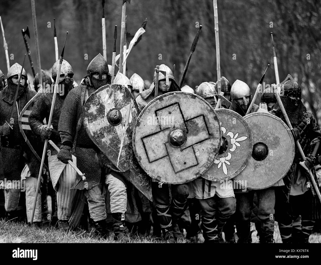 Warrior of medieval Europe. Vikings Medieval battle (reconstruction ...