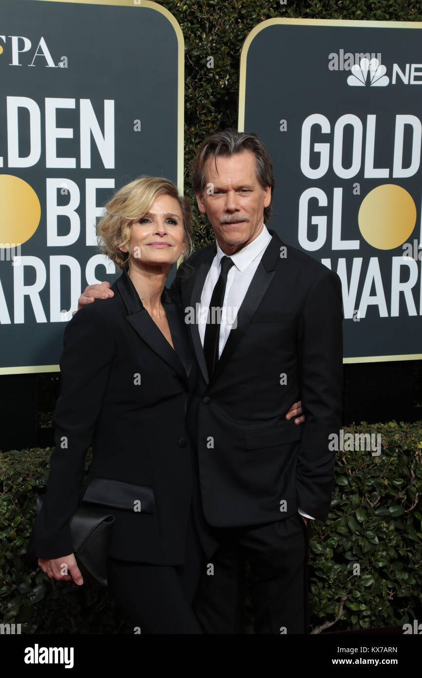 Beverly Hills, California, USA. 7th Jan, 2018. Actors Kyra Sedgwick (L ...