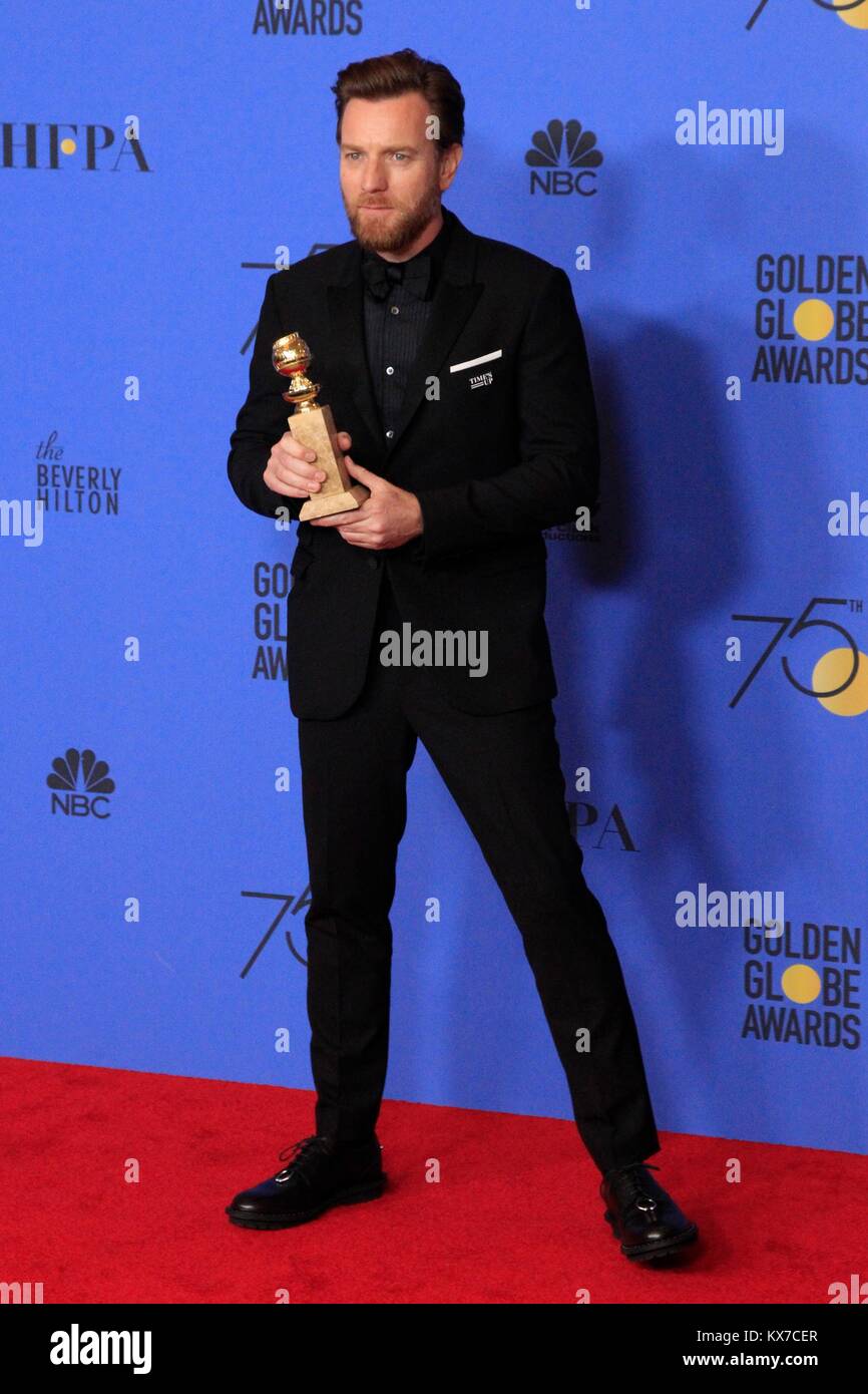 Beverly Hills, CA. 7th Jan, 2018. Ewan McGregor in the press room for ...