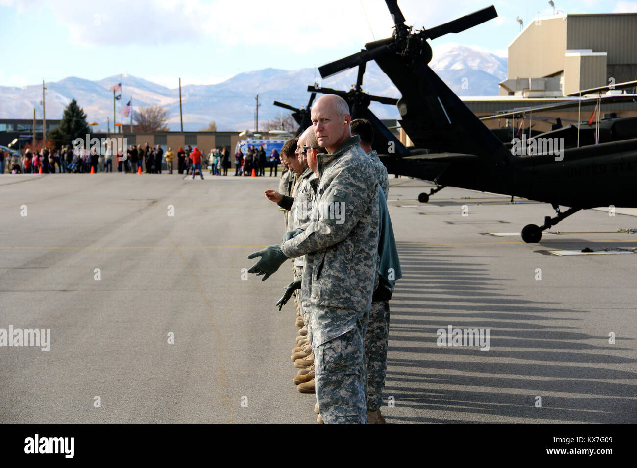 Soldiers of the Utah Army Guard's 1-171st Aviation depart on the first ...