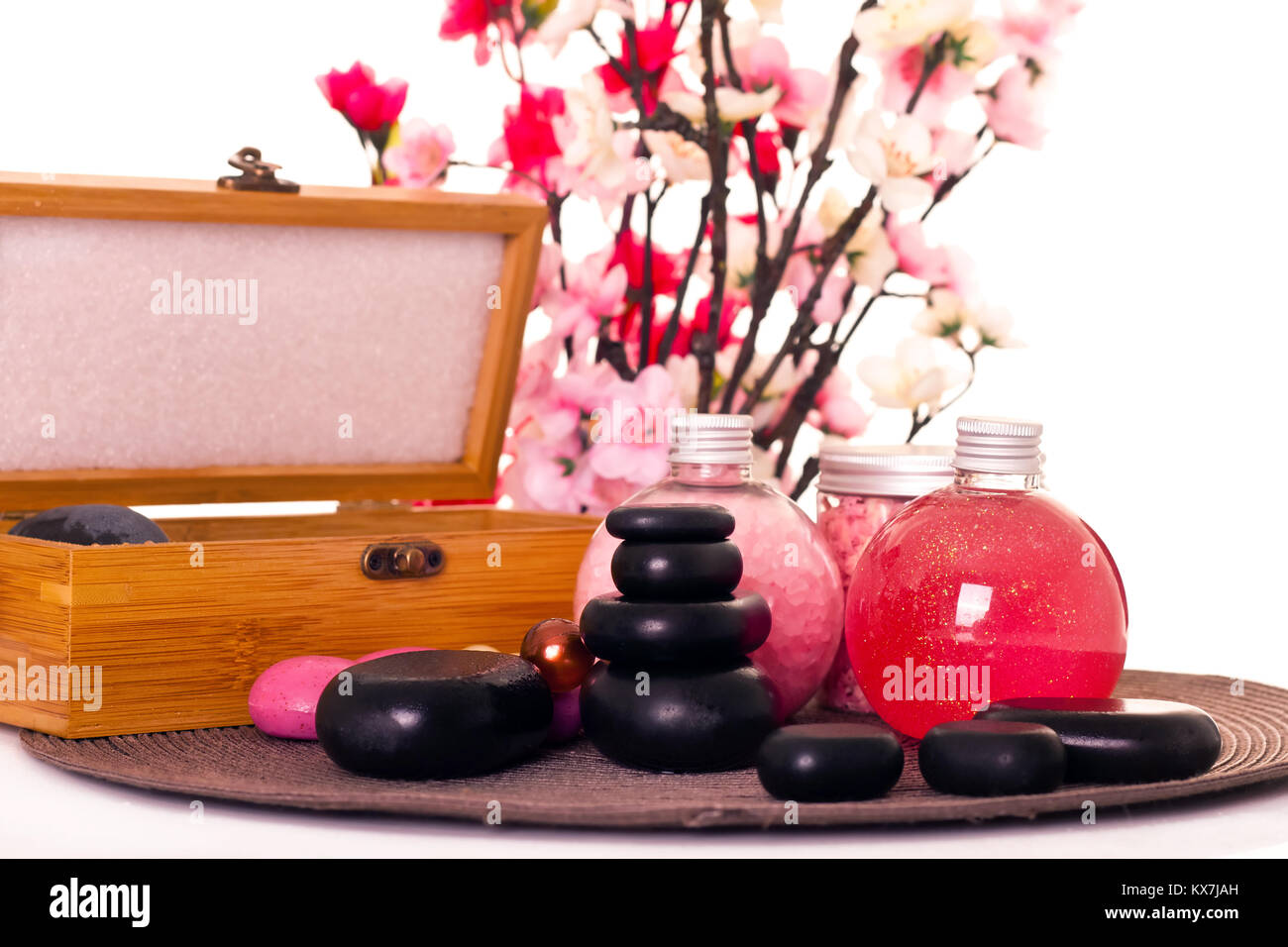 set mineral stones for spa massage Stock Photo - Alamy