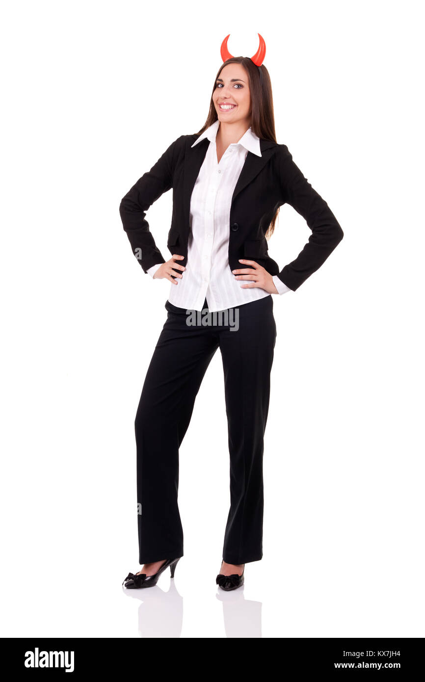 devil businesswomen, evil boss, isolated on white background Stock ...