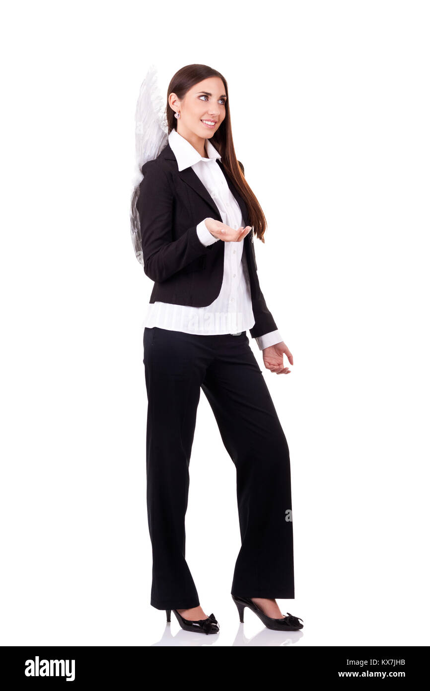 angel businesswomen smiling, nice boss, isolated on white background ...