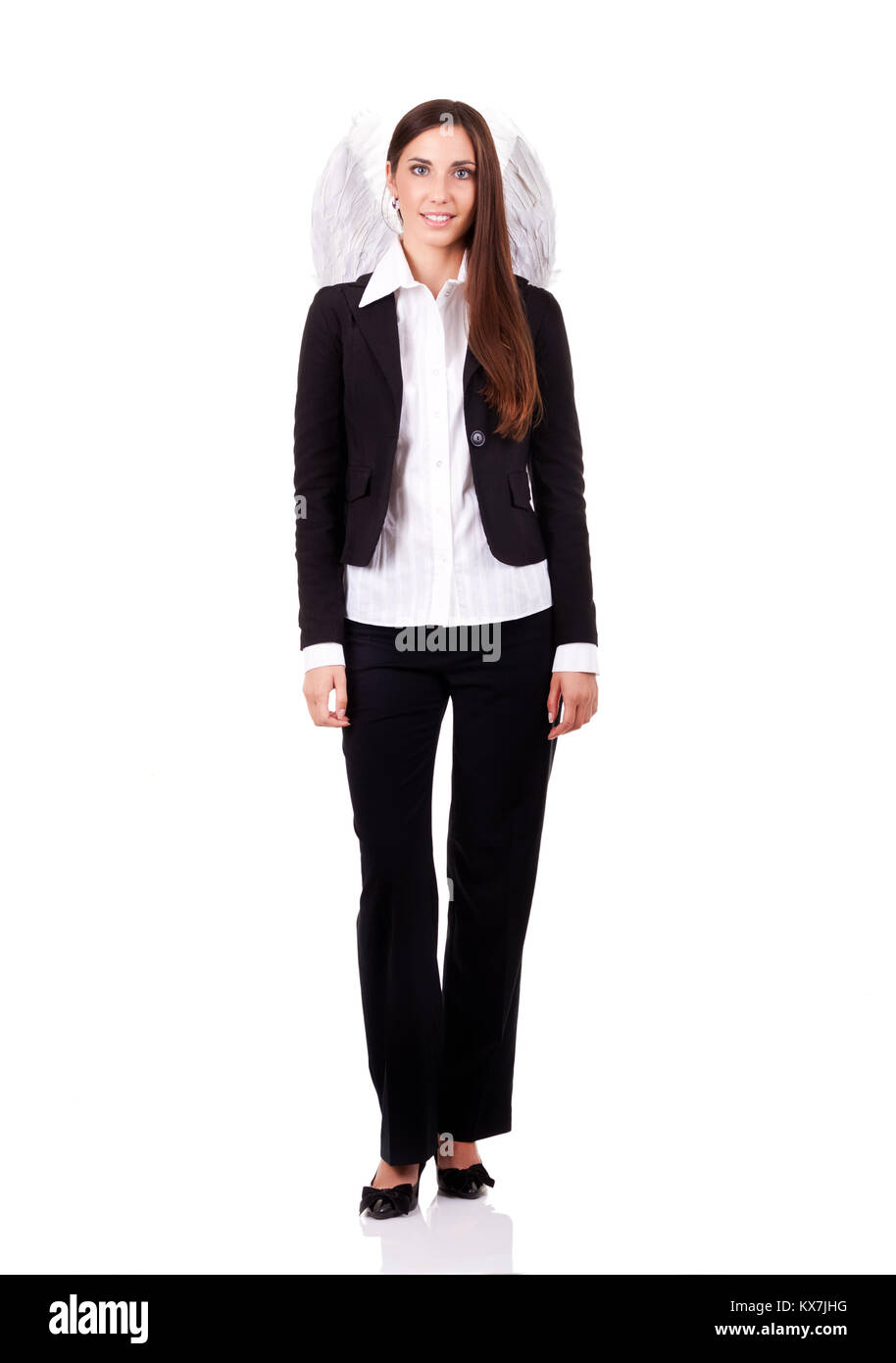 business woman as an angel, isolated on white background Stock Photo ...