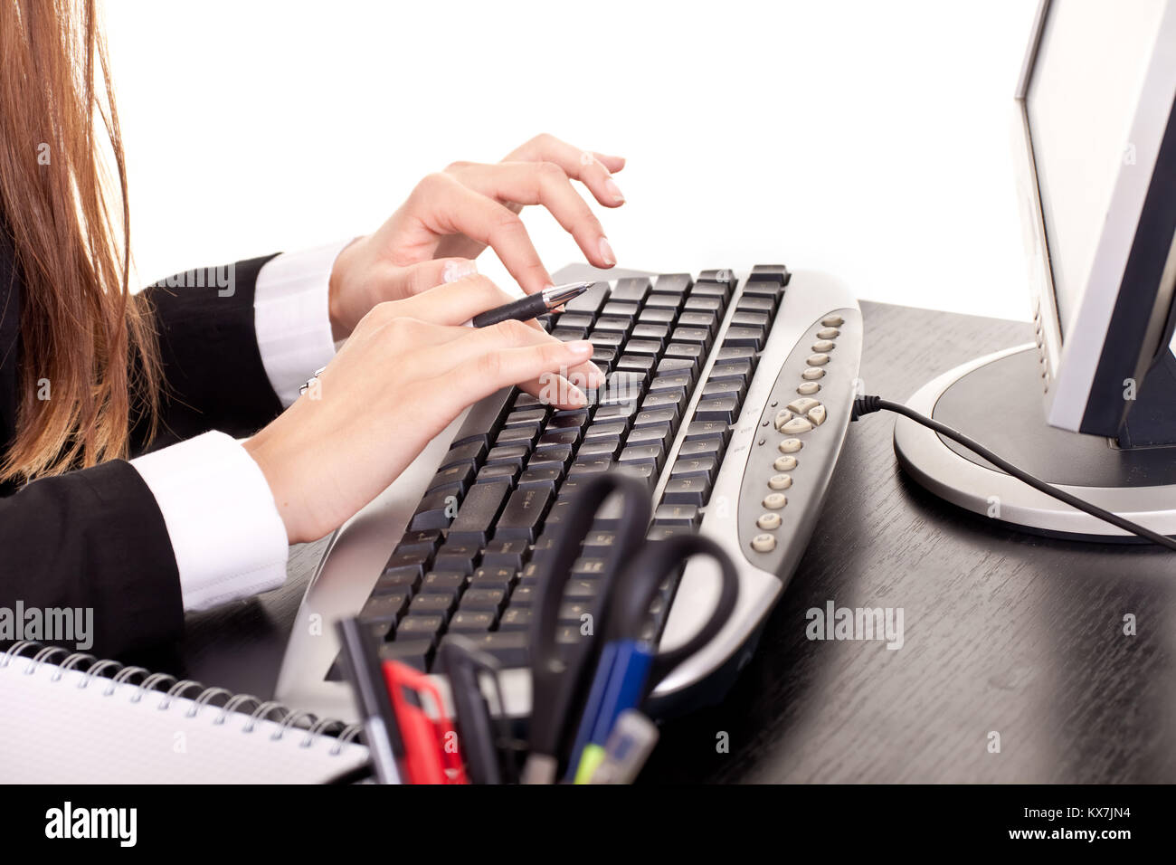 woman's hands typing in office, secretary typing Stock Photo - Alamy