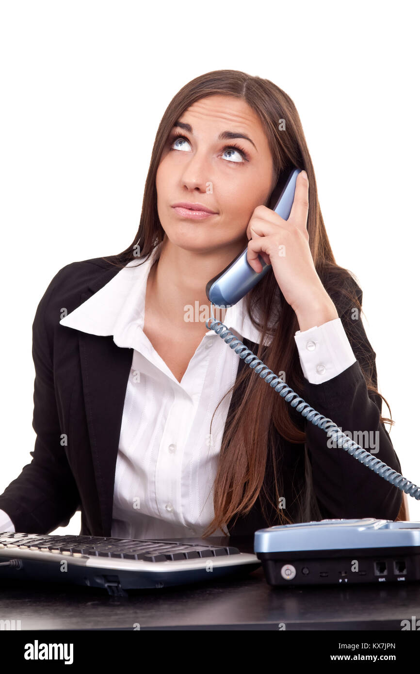 businesswoman having boring call in office Stock Photo - Alamy