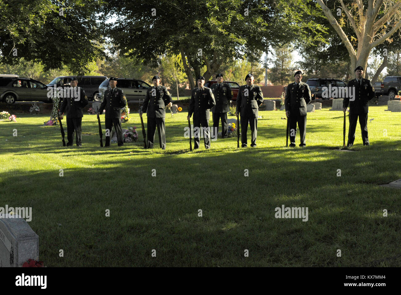 US Army National Guard honor fallen fellow soldier at military funeral ...