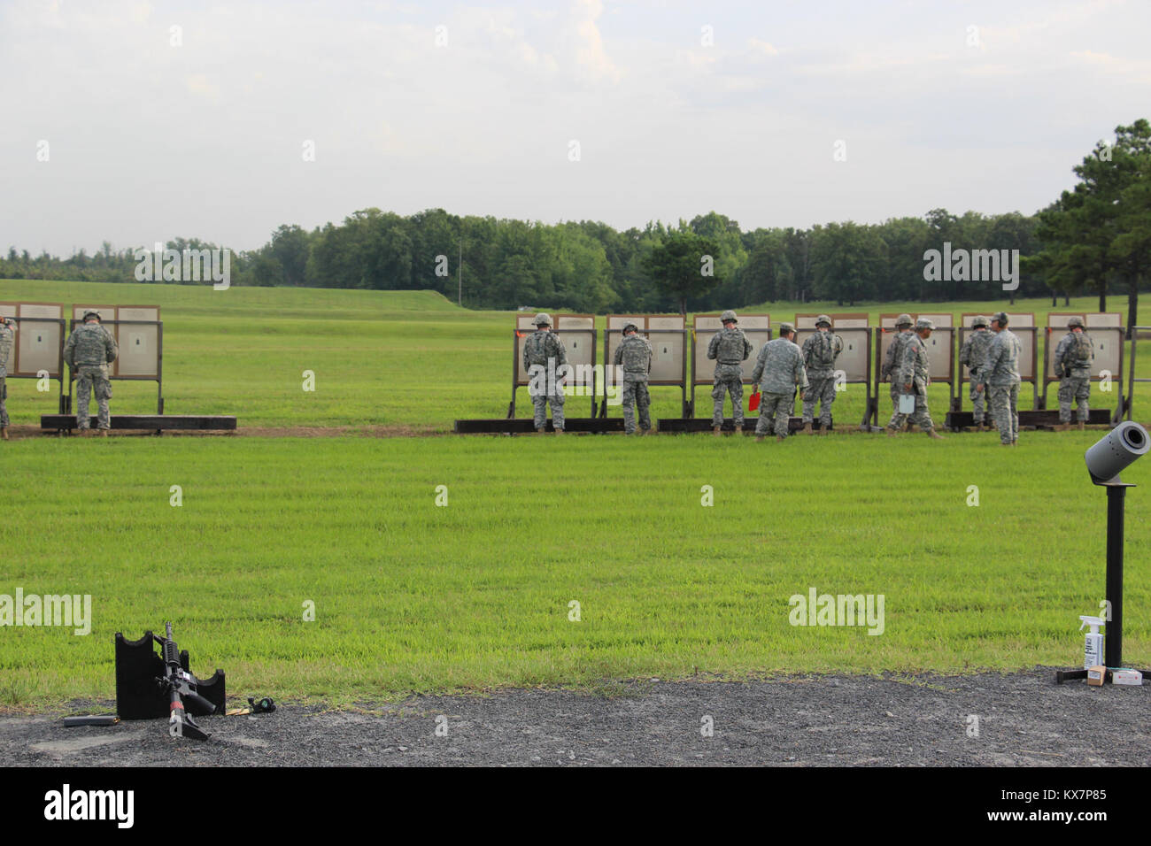 US Army National Guard military training in the field. Practicing ...