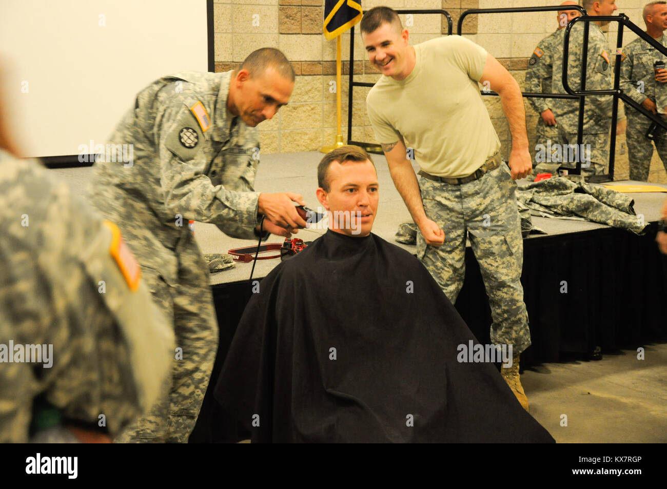 U.S. Army National Guard sponsored head shave for good causes Stock ...