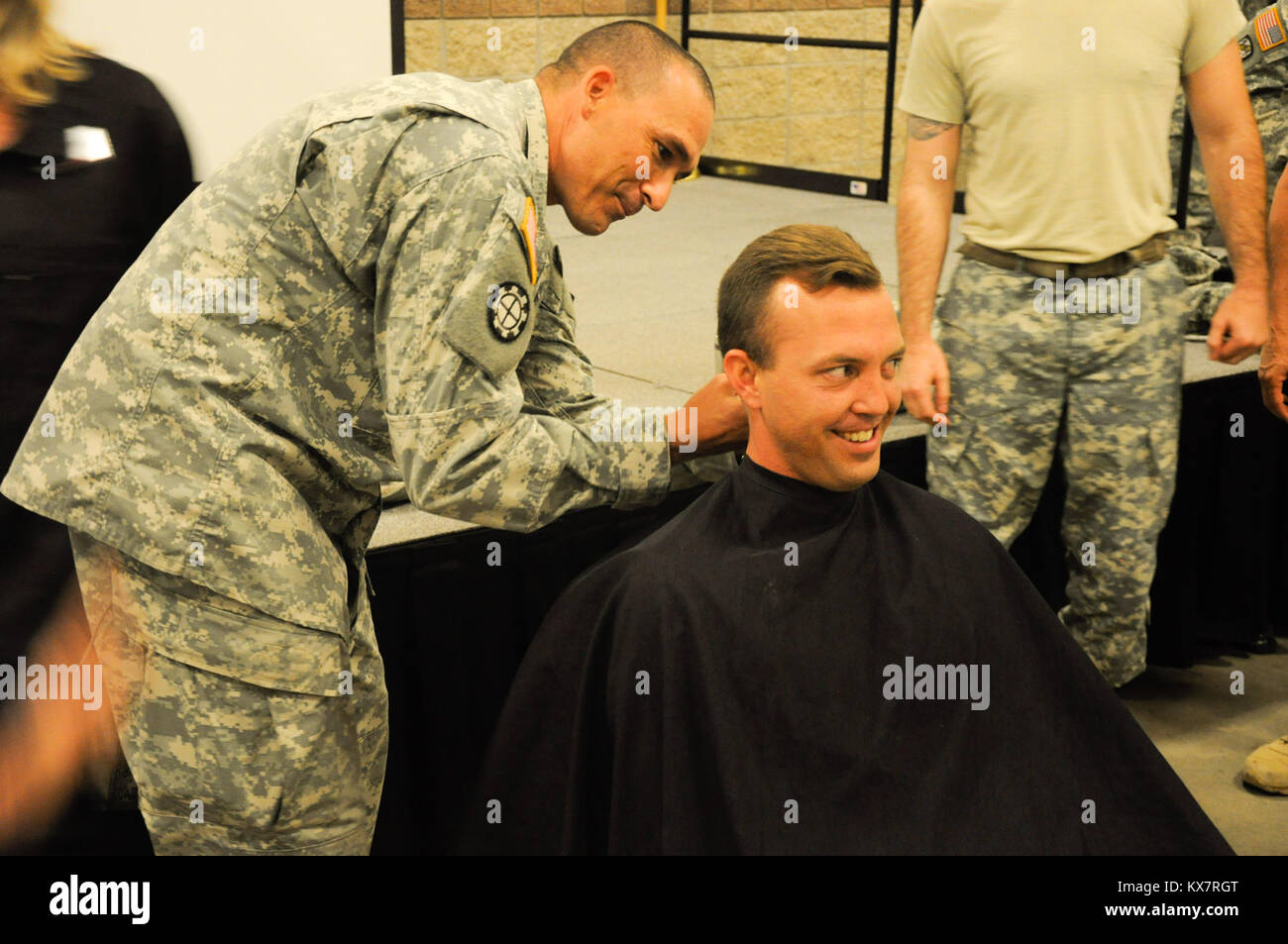 U.S. Army National Guard sponsored head shave for good causes Stock ...