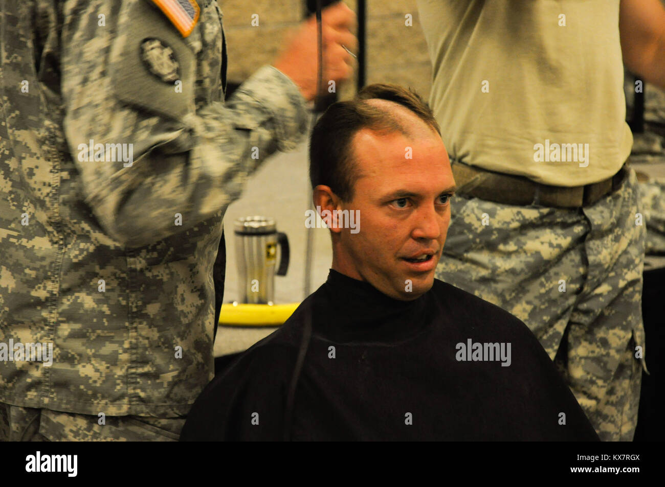 U.S. Army National Guard sponsored head shave for good causes Stock ...