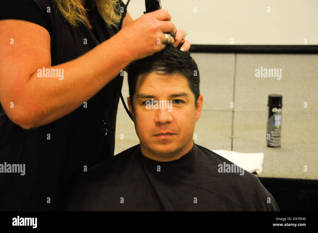 U.S. Army National Guard sponsored head shave for good causes Stock ...