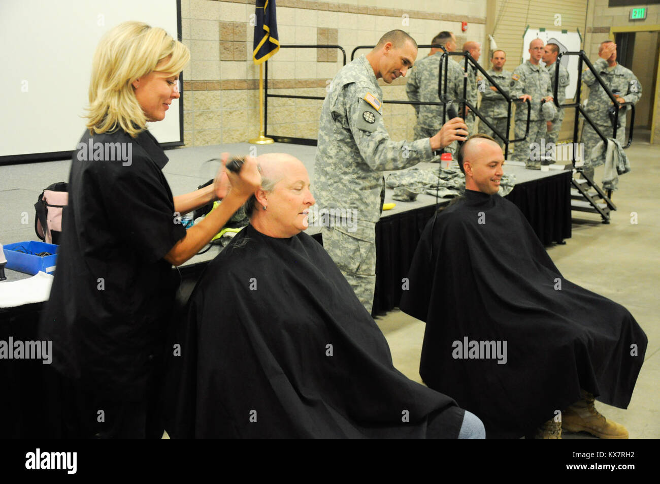 U.S. Army National Guard sponsored head shave for good causes Stock ...